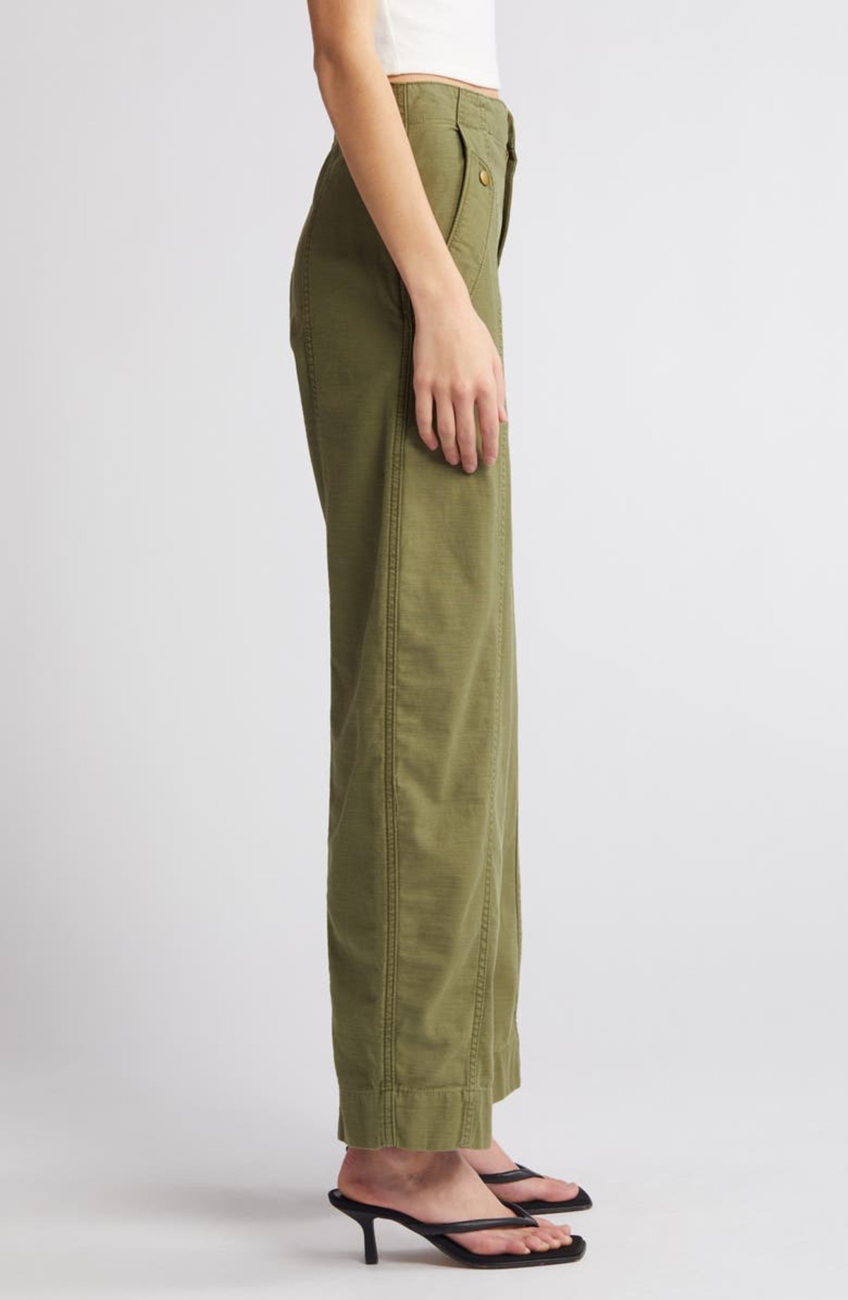 FRAME Denim Frame High Waist Utility Barrel Pants - Washed Winter Moss ...