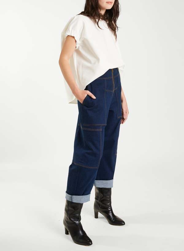 Meg Tapered Railroad Jean - Dark Denim | Garmentory