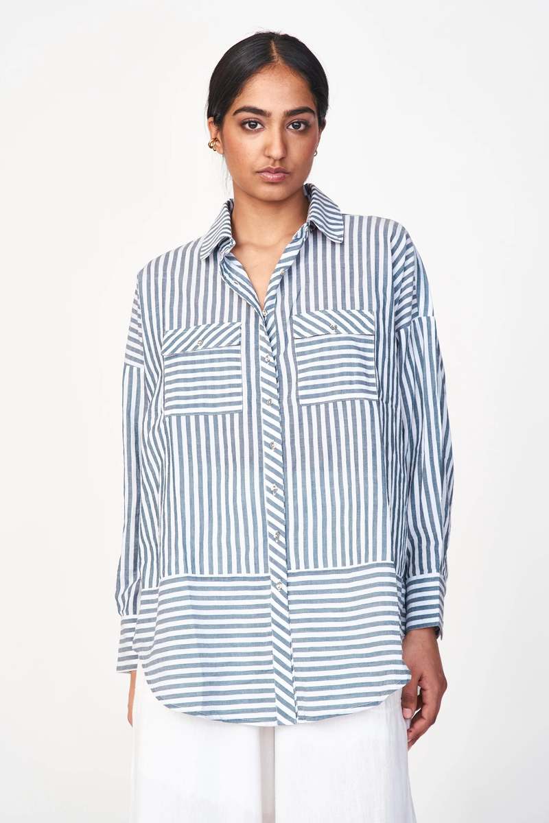 Mirth Kyoto Blouse - Ocean Stripe | Garmentory