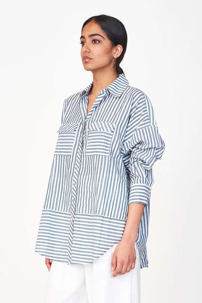 Mirth Kyoto Blouse - Ocean Stripe | Garmentory