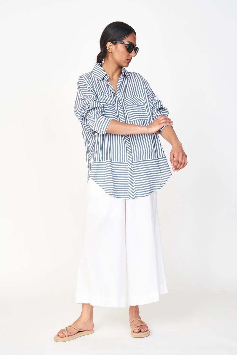 Mirth Kyoto Blouse - Ocean Stripe | Garmentory