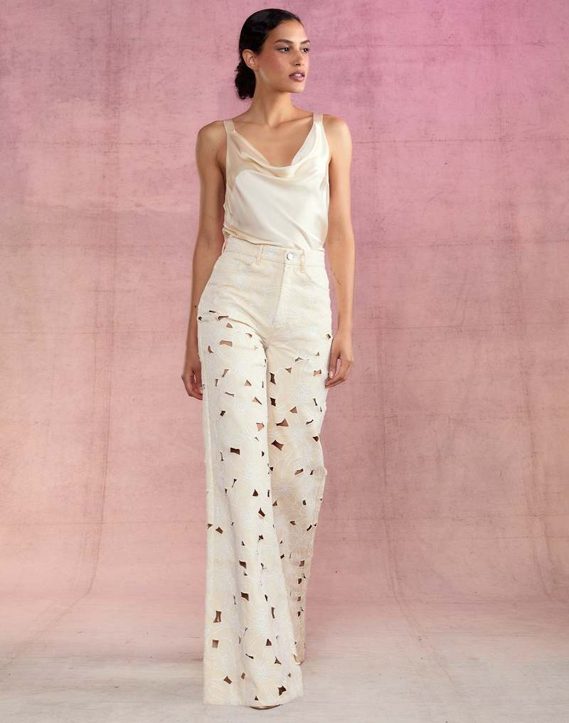 Cynthia Rowley Flora Cutout Jeans - Natural | Garmentory