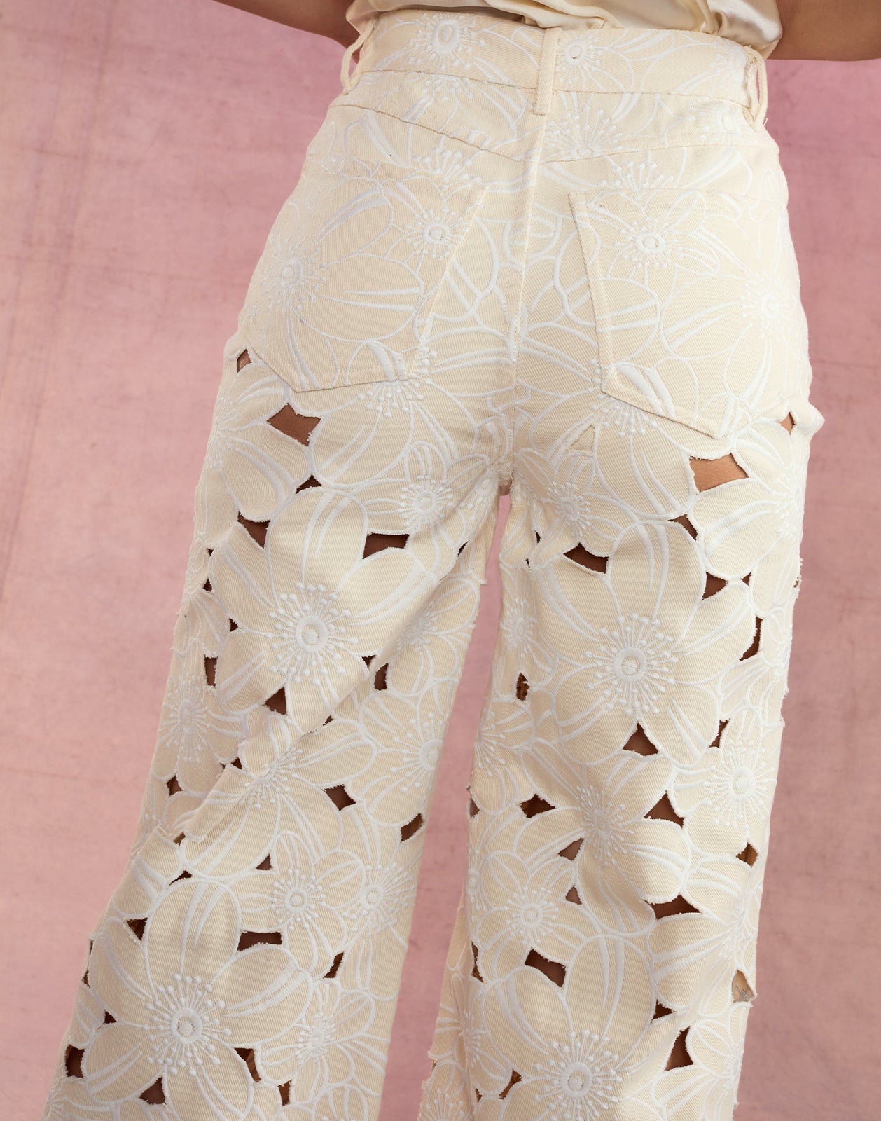 Cynthia Rowley Flora Cutout Jeans - Natural | Garmentory