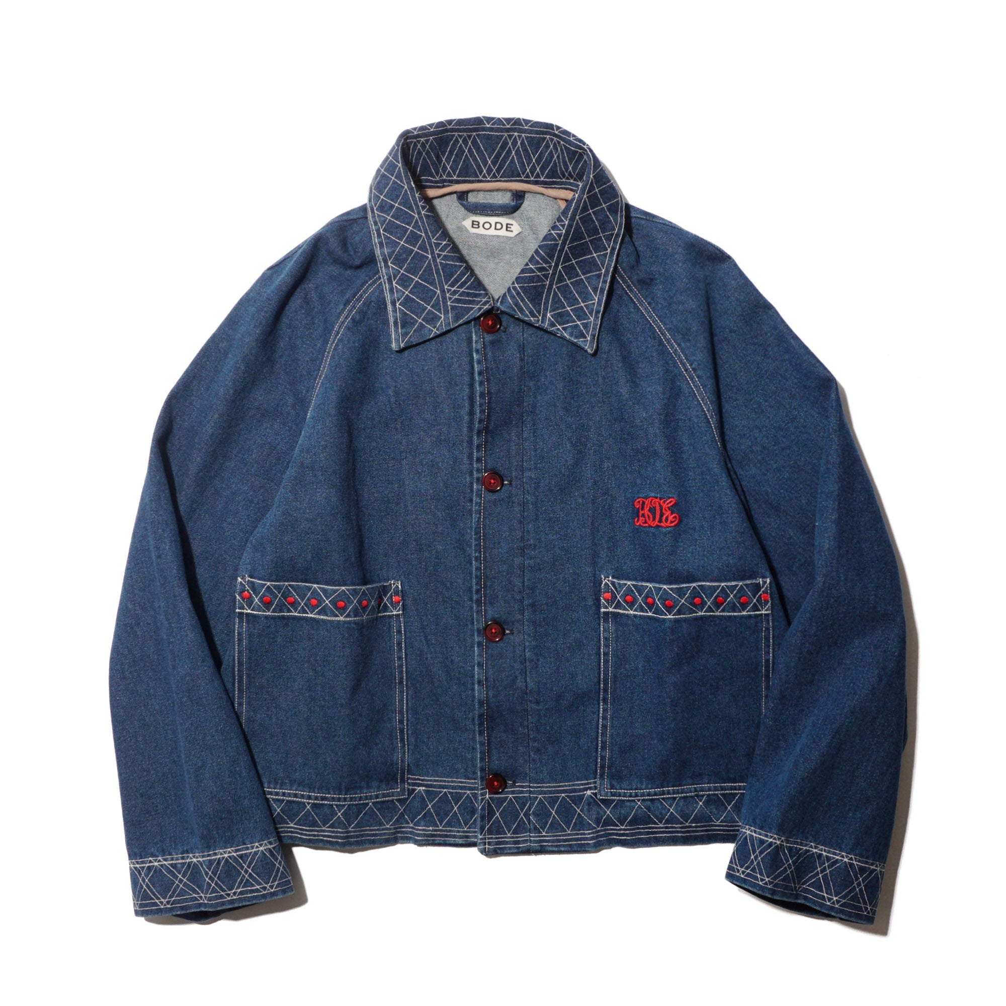 Bode Embroidered Denim Jacket - Indigo | Garmentory