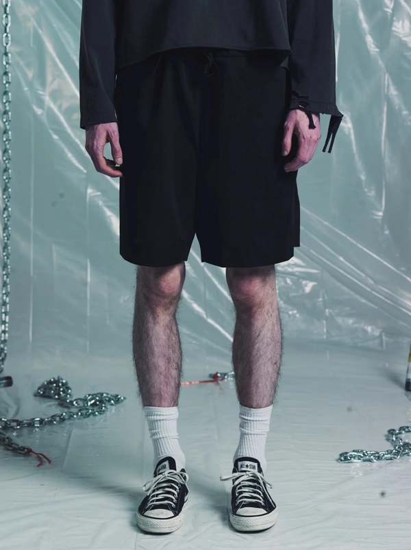 SECOND/LAYER Gabardine Baggy Short - Black | Garmentory