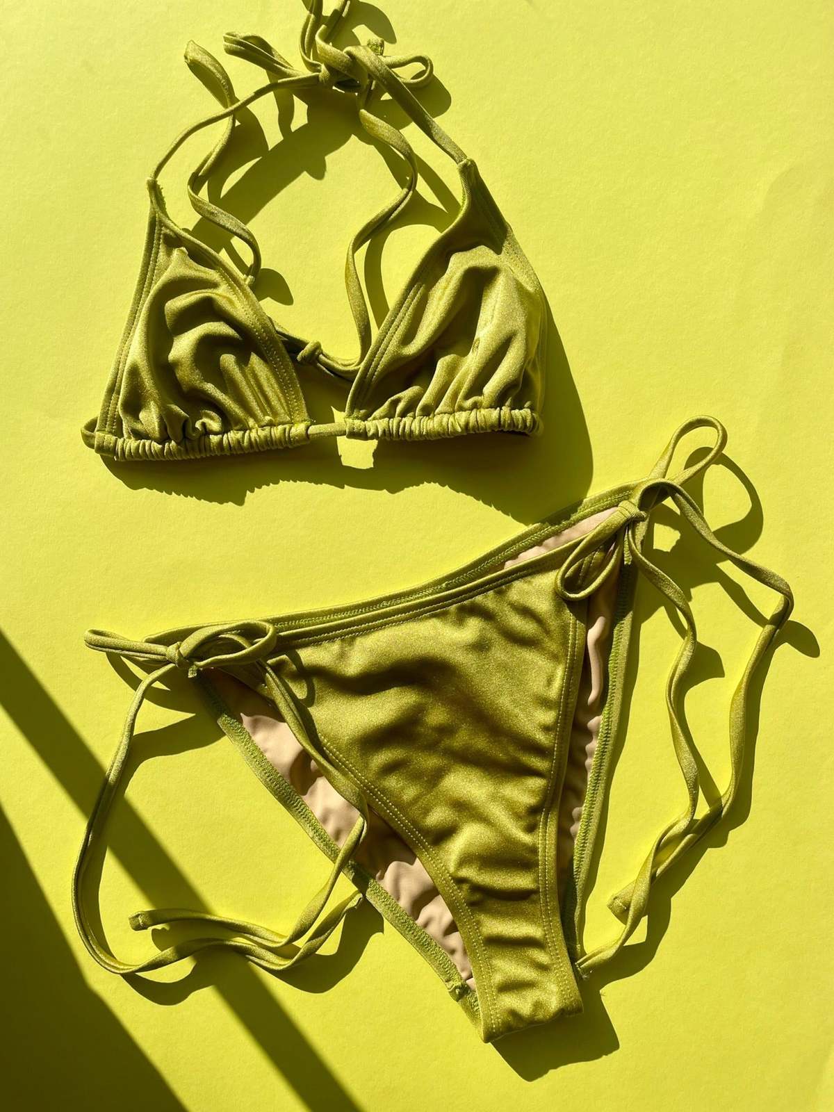 NU SWIM Drip Tie Bikini Top - Sulphur | Garmentory