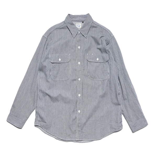 Orslow Hickory Stripe Work Shirt - blue | Garmentory