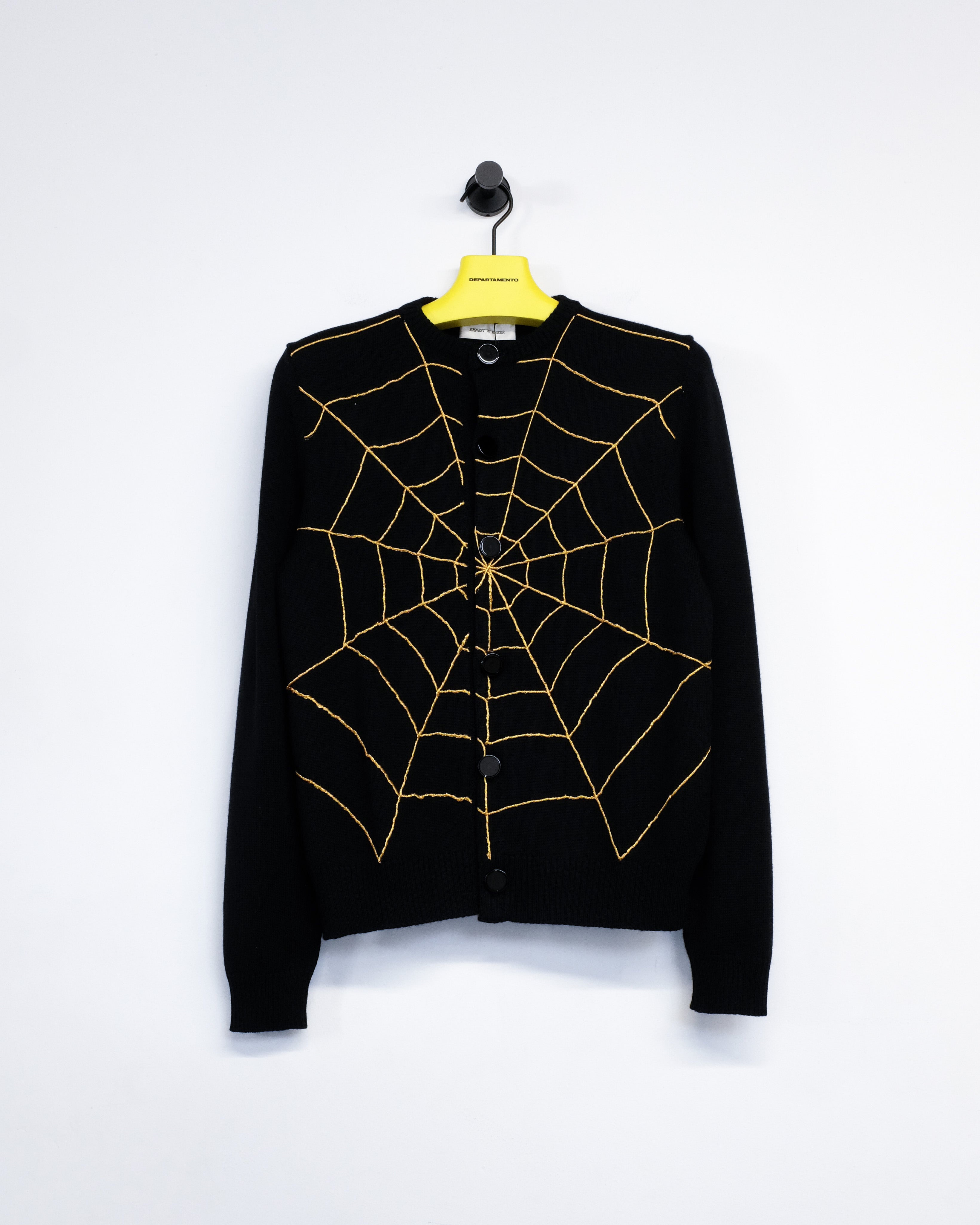 Ernest W. Baker Wool Spider Web Cardigan - Black | Garmentory