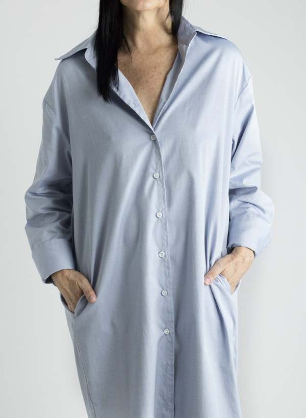 Meg Boyfriend Shirt Dress - Oxford Blue | Garmentory