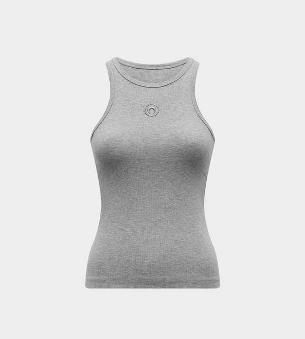 Marine Serre Organic Cotton Ribbed Tank Grey Garmentory