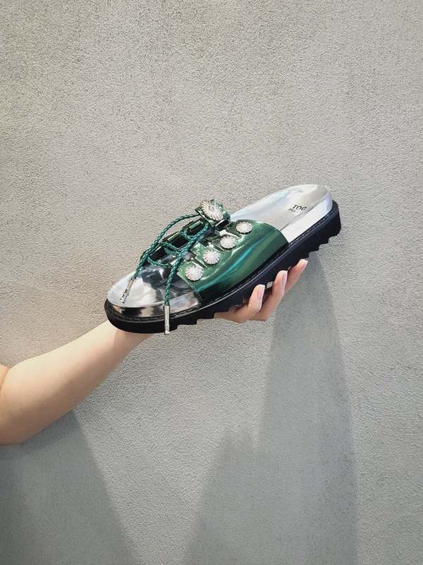 Toga Pulla Basic Leather Slide - Green | Garmentory