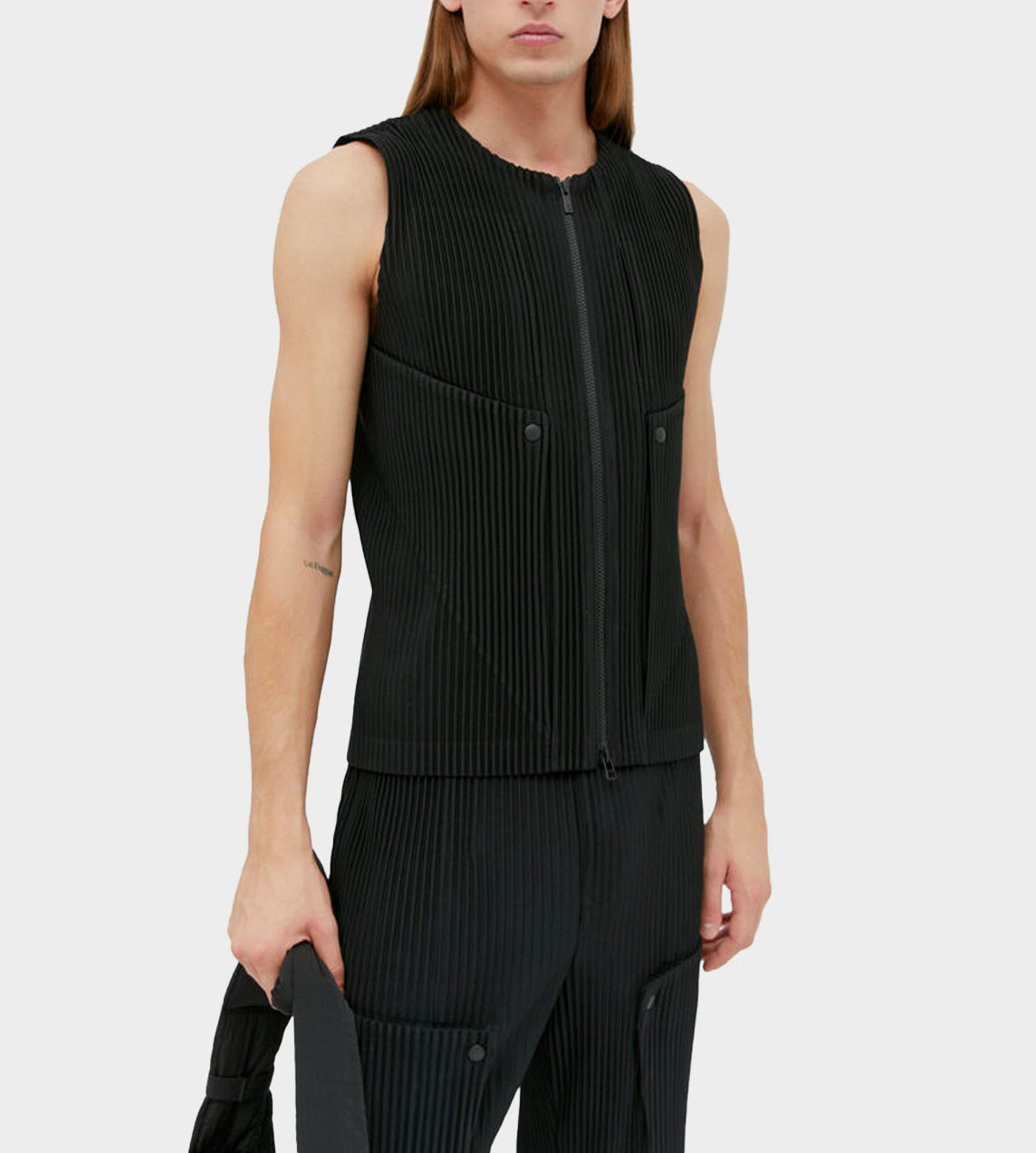 Issey Miyake Unfold Zip Front Vest - Black | Garmentory