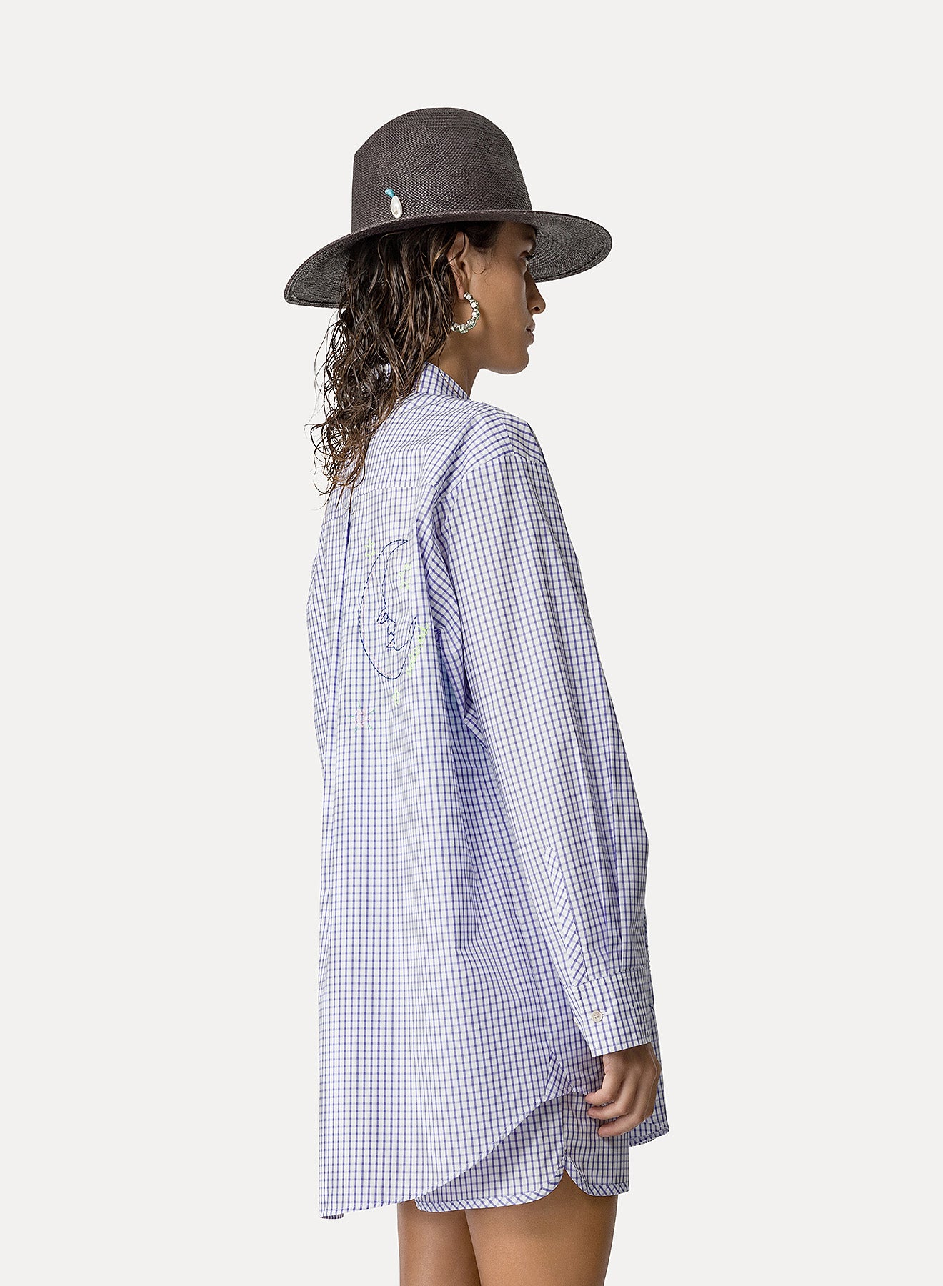 Forte Forte Embroidery Check Top - Lilac Multi | Garmentory