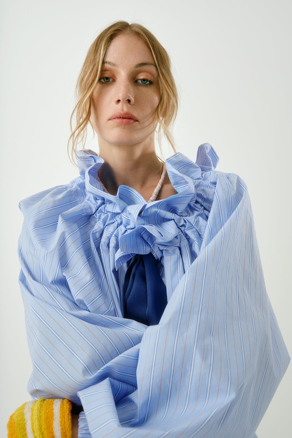 Aquarius Cocktail Beautiful Mess Top - Tonal Blue Stripe | Garmentory