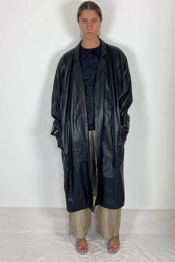 1980s Leather Mac - Black | Garmentory