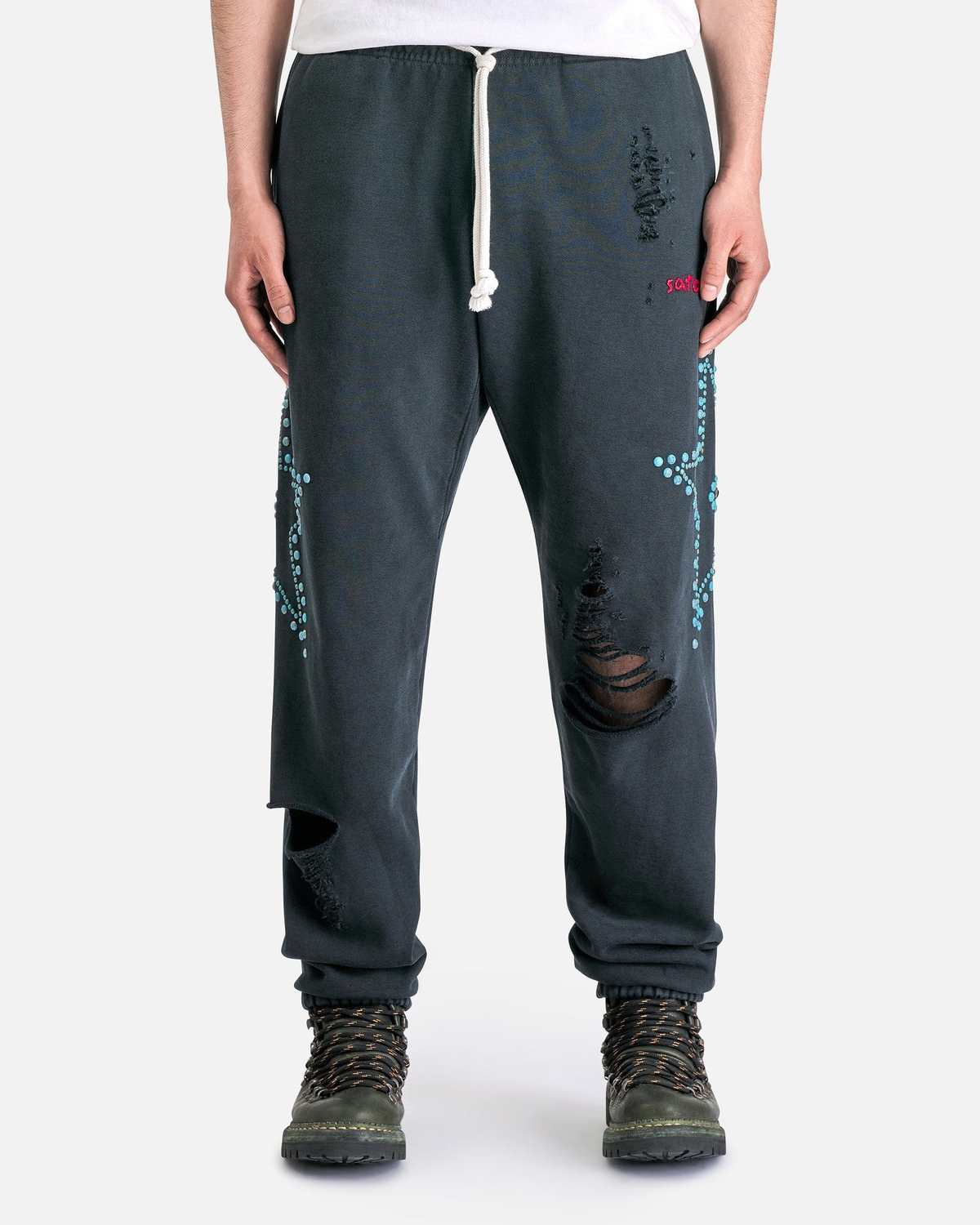 Satoshi Nakamoto Star Studded Sweatpant - Black | Garmentory