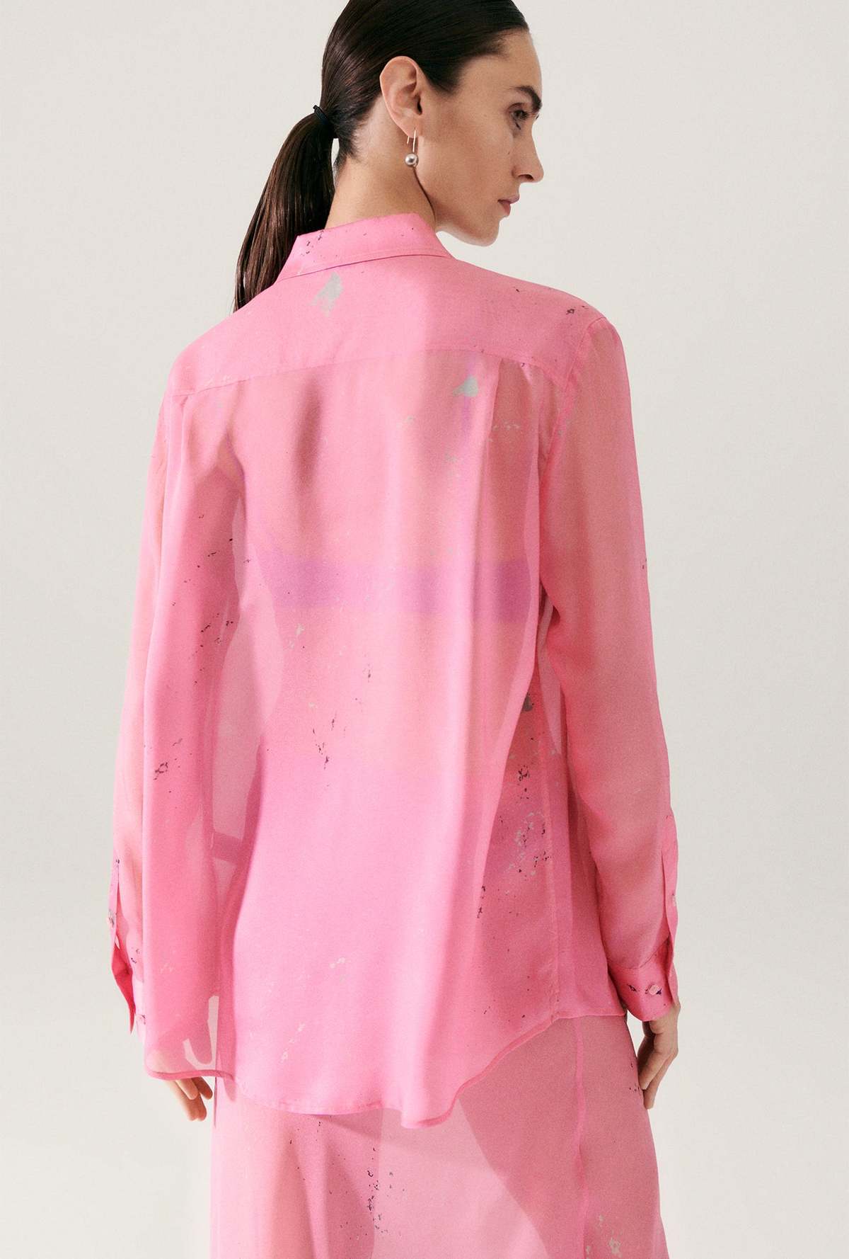 Silk Laundry Chiffon Boyfriend Shirt - Hog Wash | Garmentory