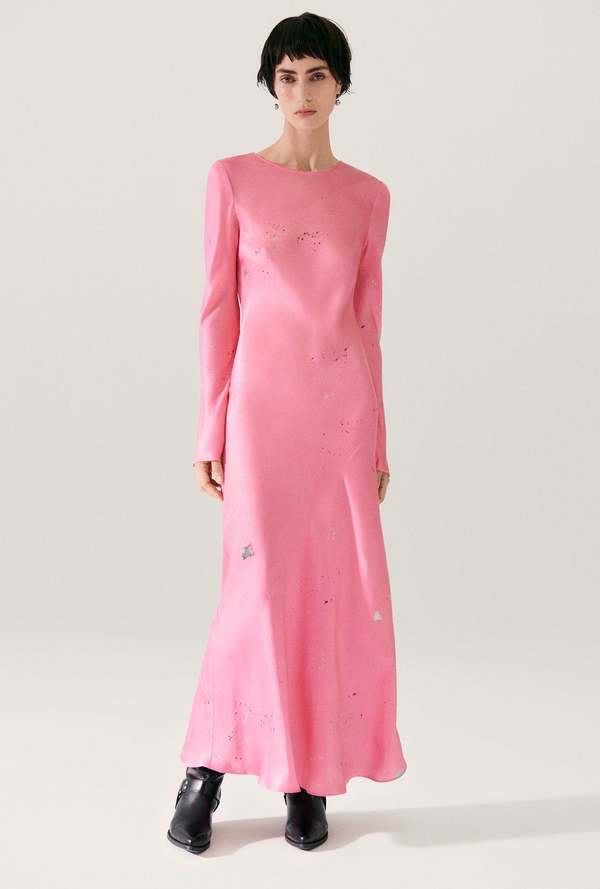 Silk Laundry Full Sleeve Bias Dress - Hog Wash | Garmentory