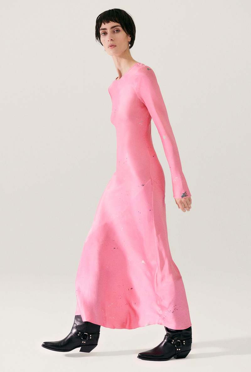 Silk Laundry Full Sleeve Bias Dress - Hog Wash | Garmentory
