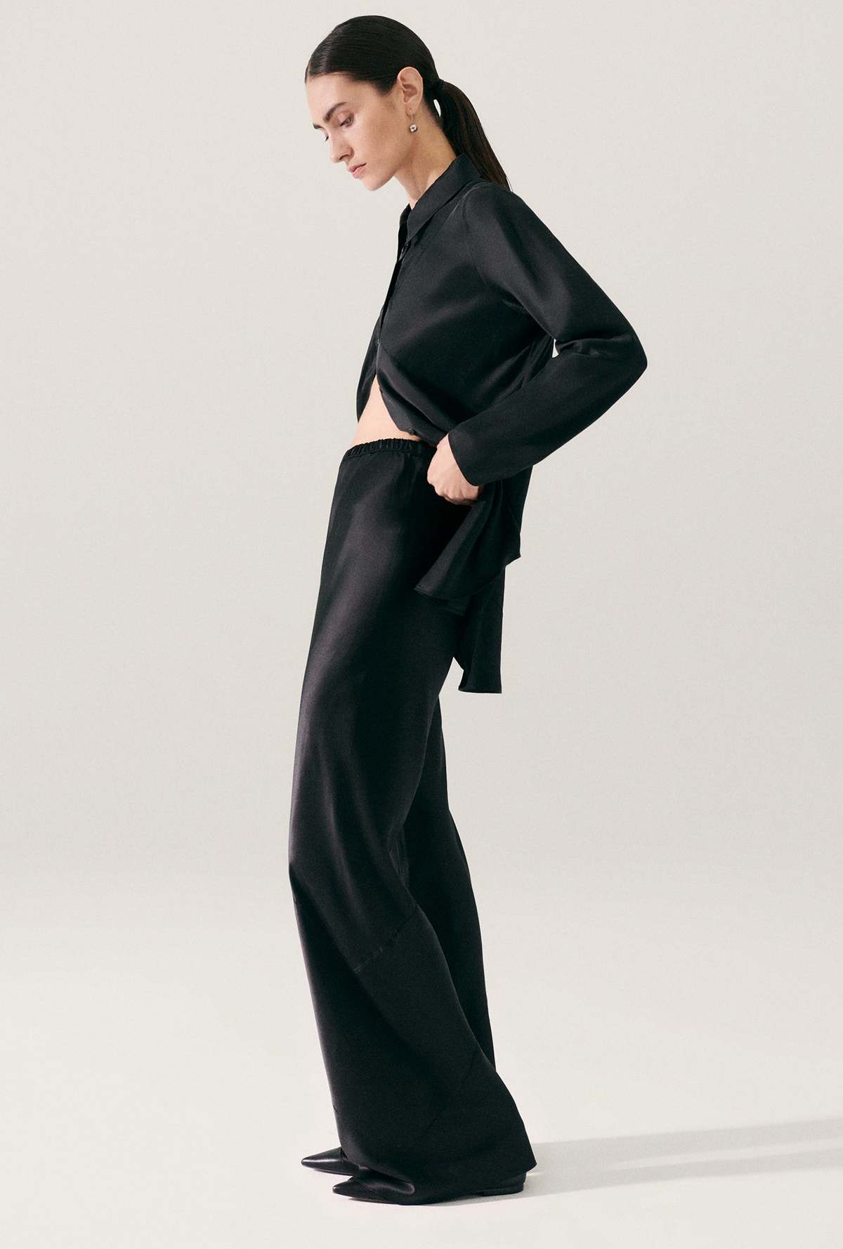 Silk Laundry Splice Bias Cut Pants - Black | Garmentory