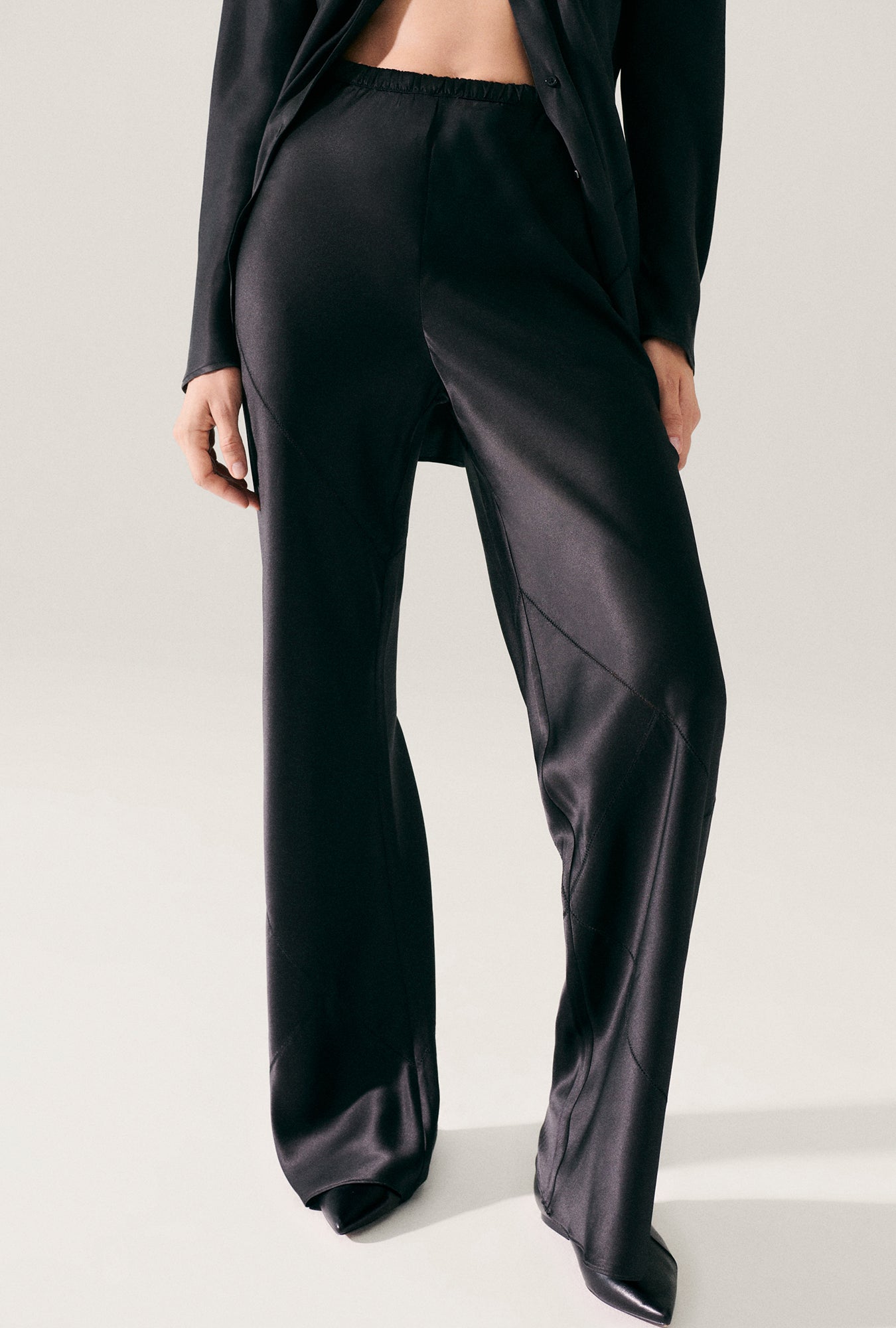 Silk Laundry Splice Bias Cut Pants - Black | Garmentory