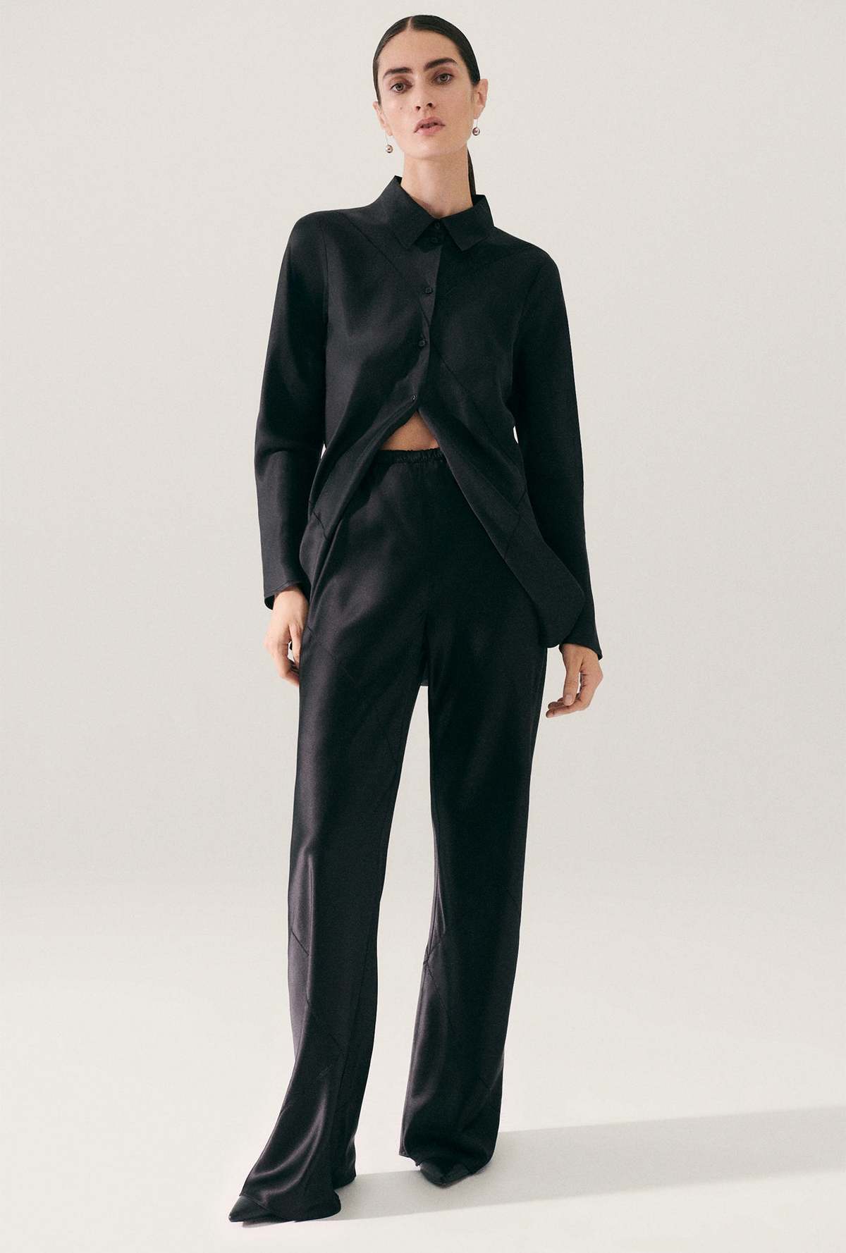 Silk Laundry Splice Bias Cut Pants - Black | Garmentory