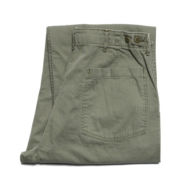 Orslow Herringbone Summer Fatigue Pants - Green | Garmentory