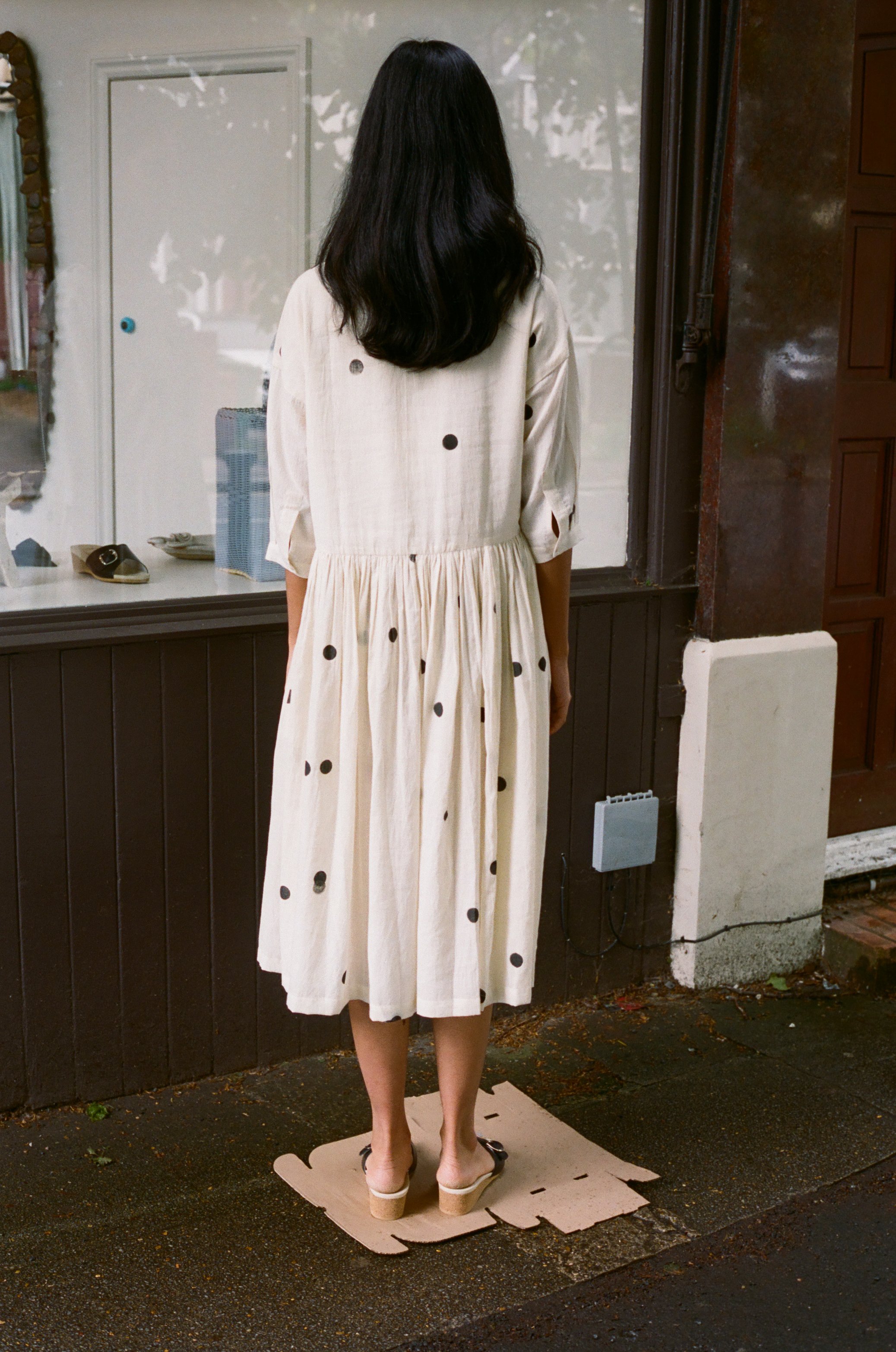 Runaway Bicycle Sylvia Polka Dot Dress - White/Black | Garmentory