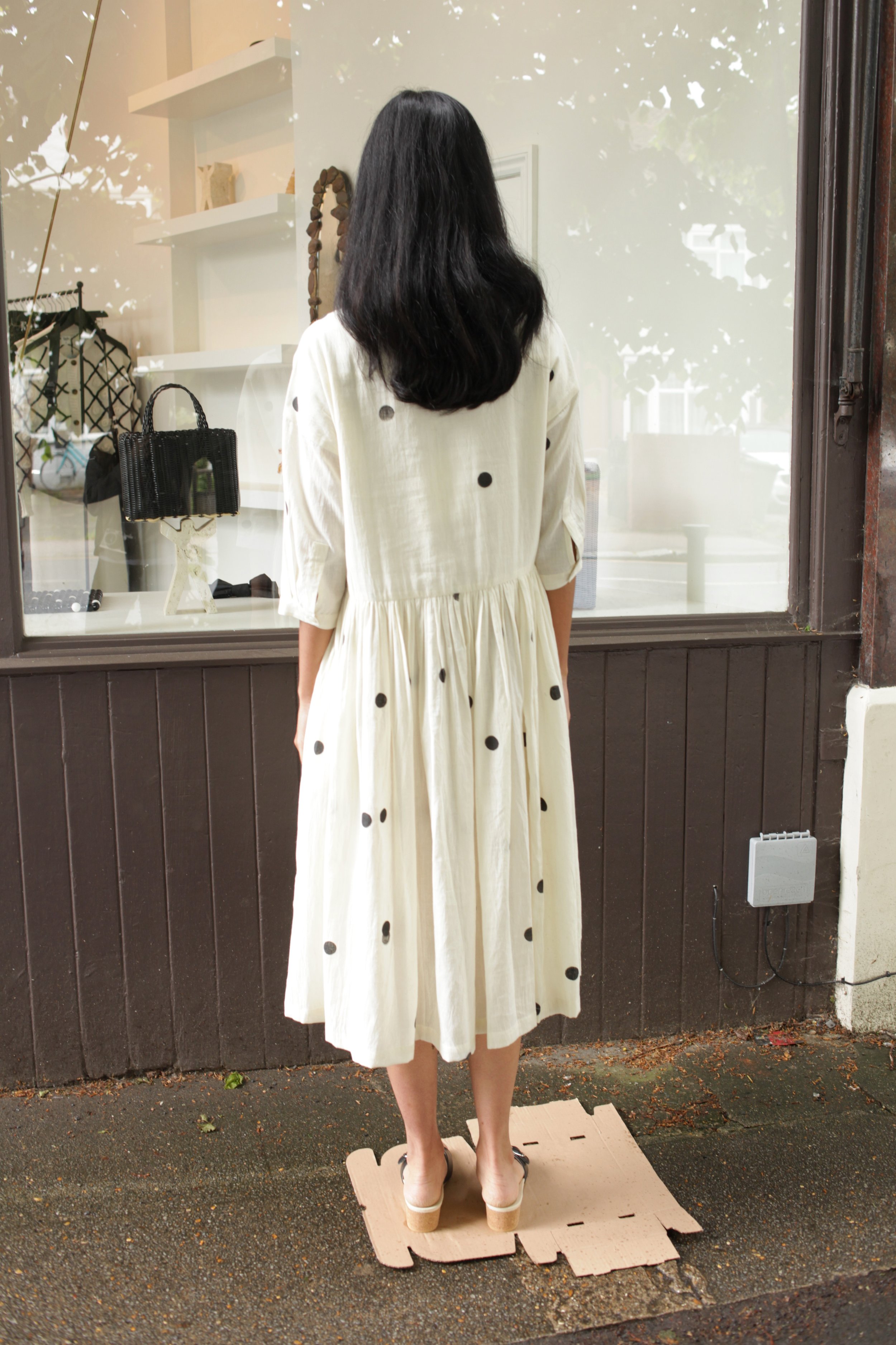 Runaway Bicycle Sylvia Polka Dot Dress - White/Black | Garmentory