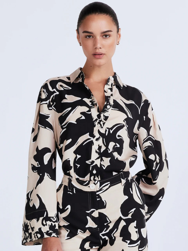 Derek Lam Lacey Button Down Shirt - Safari Multi | Garmentory