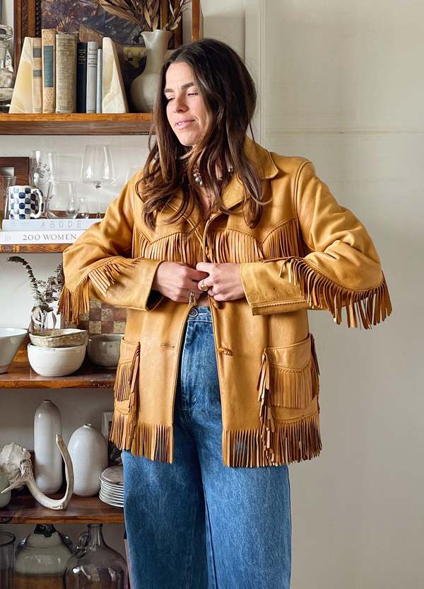 1960s Leather Fringe Jacket - Faded Orange | Garmentory