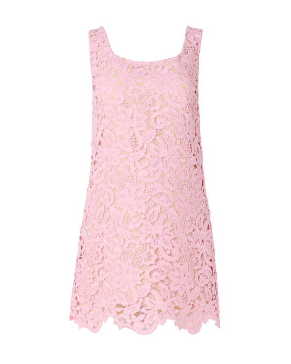 Self-Portrait Pink Floral Lace Mini Dress | Garmentory