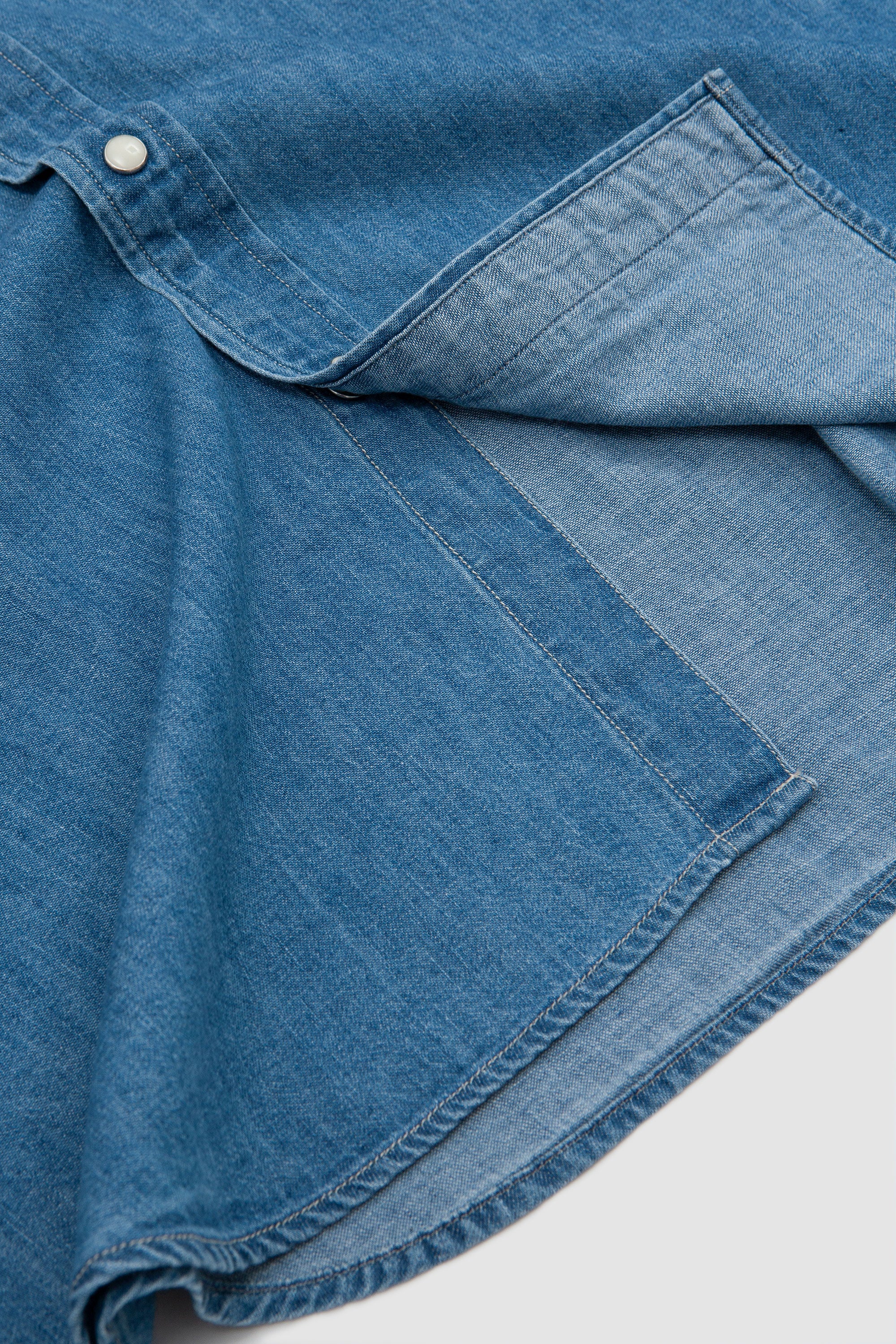 Auralee Selvedge Denim Shirt - Washed Indigo | Garmentory