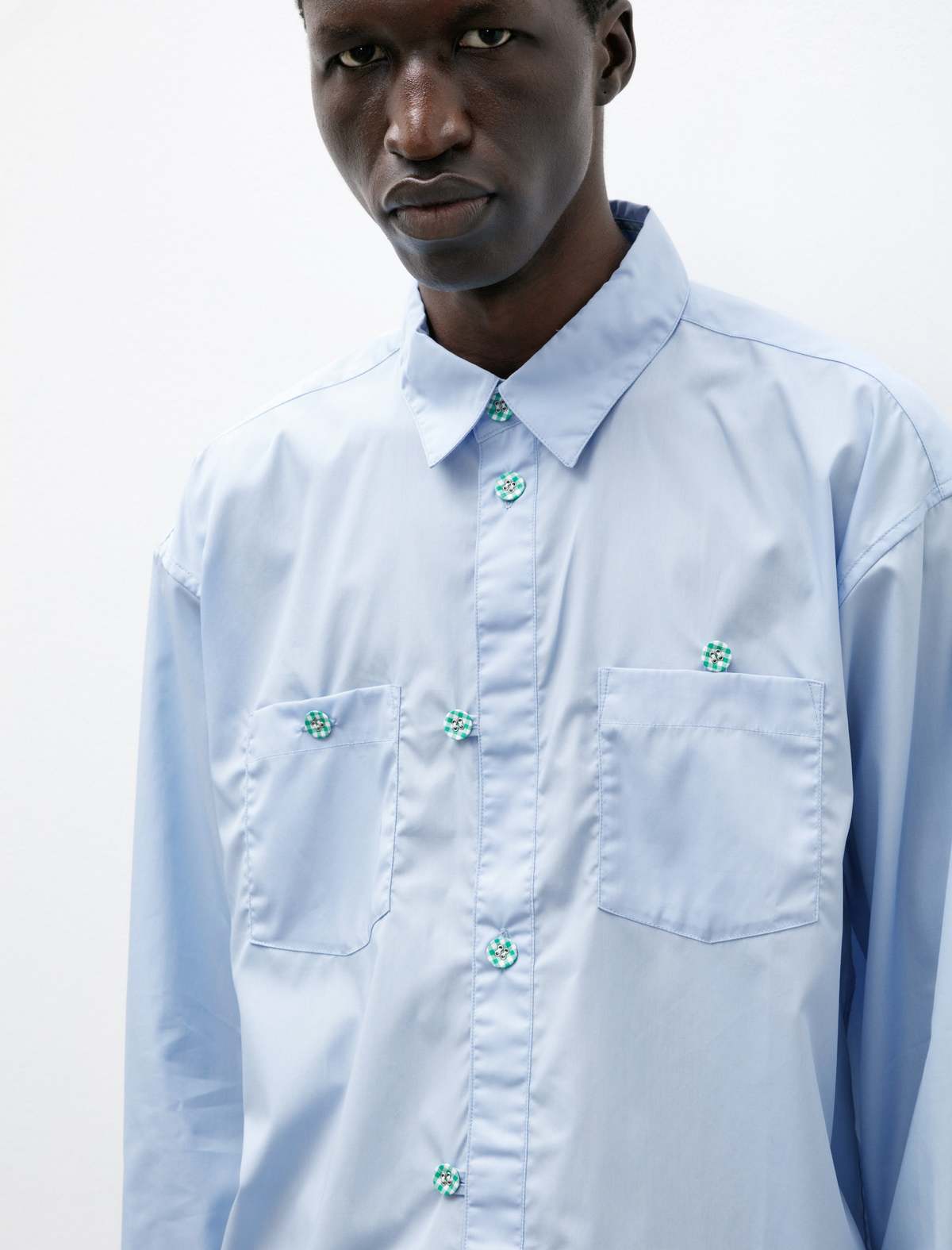 Phingerin L/S Lounge Button Shirt - Sax Blue | Garmentory