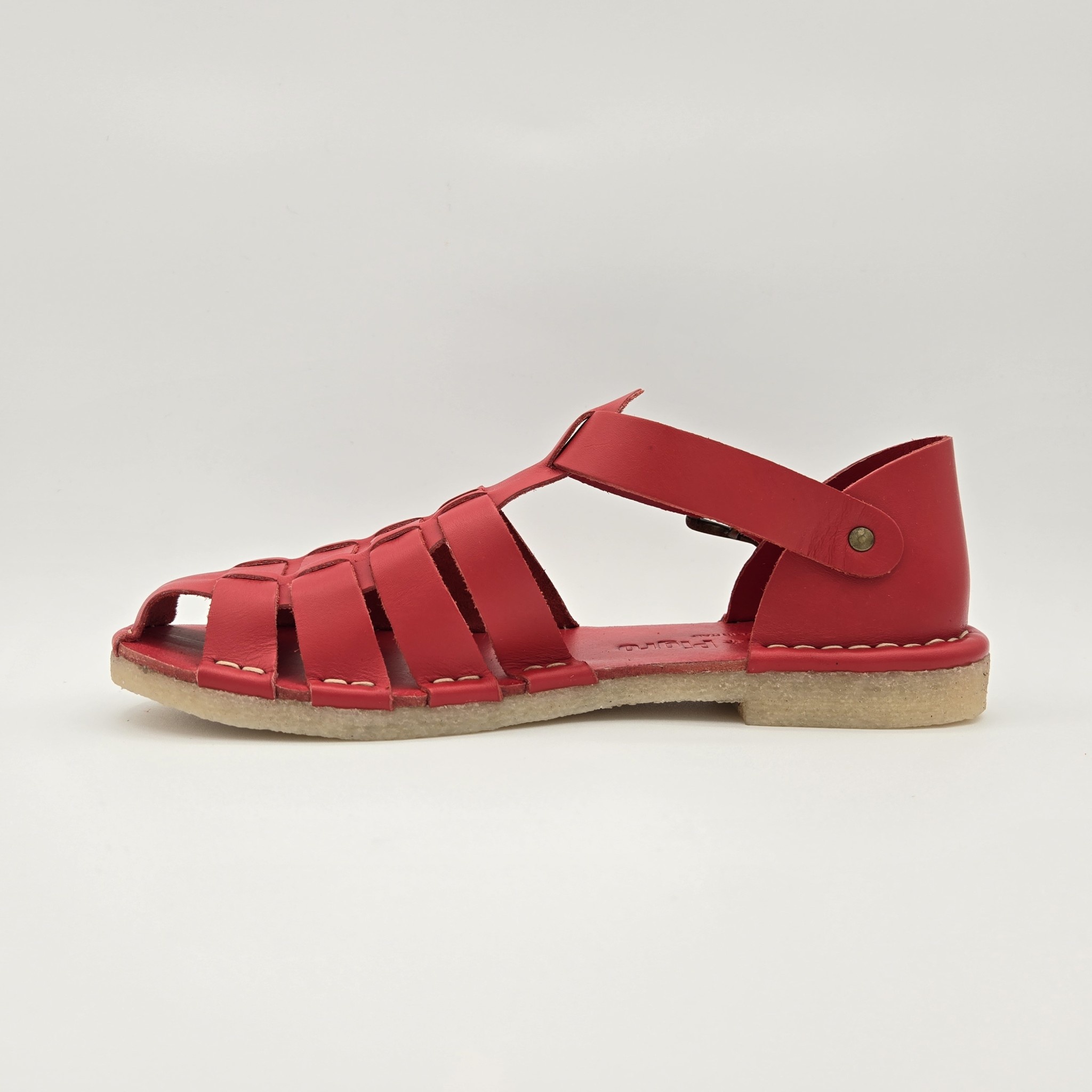 Punto Pigro Fisherman Sandal - Olive/Green Suede/Red | Garmentory