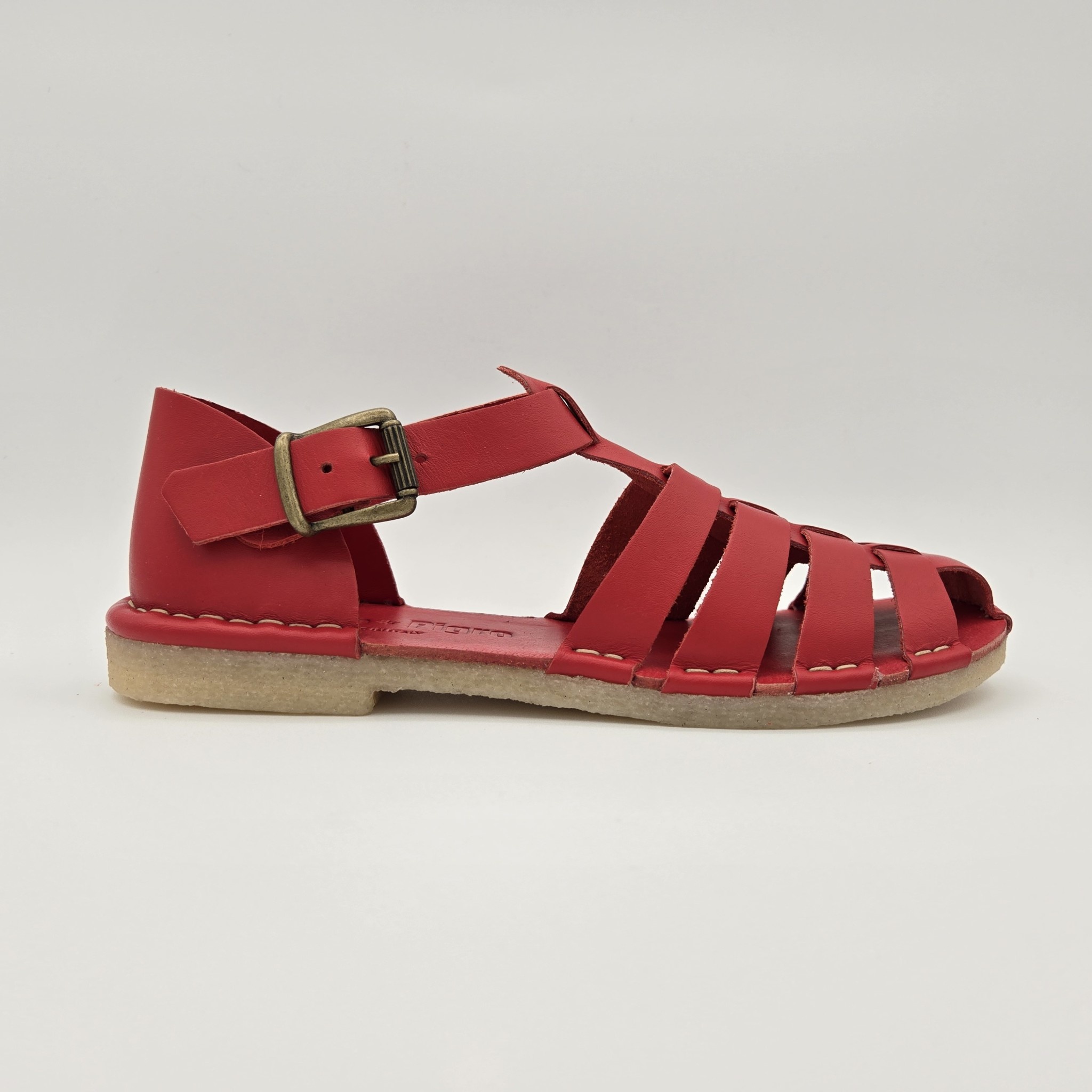 Punto Pigro Fisherman Sandal - Olive/Green Suede/Red | Garmentory