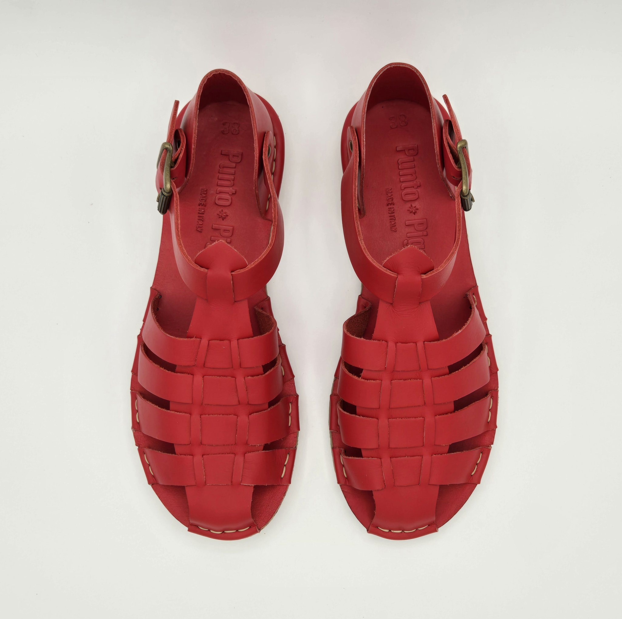 Punto Pigro Fisherman Sandal - Olive/Green Suede/Red | Garmentory