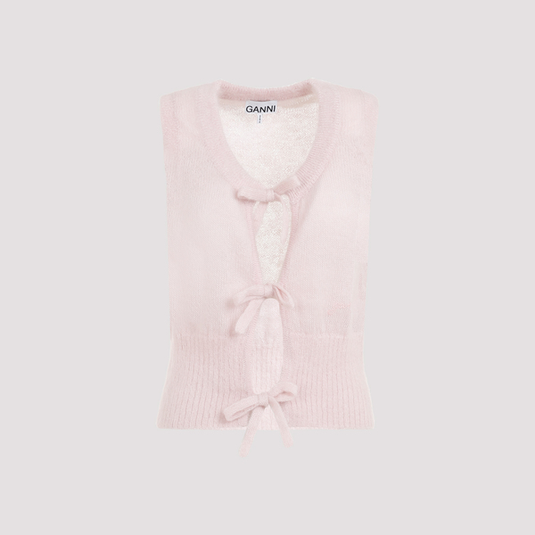 Ganni Tie String Light Mohair Vest - Pink/Purple | Garmentory