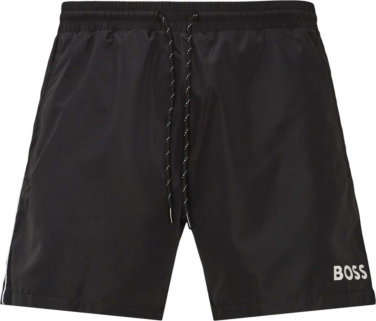 Hugo Boss Men Solid Black White Logo Starfish Drawstrings Swim Trunks ...