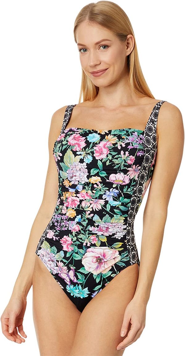Johnny Was Floral Ruched One-Piece Swimsuit - Multicolor | Garmentory