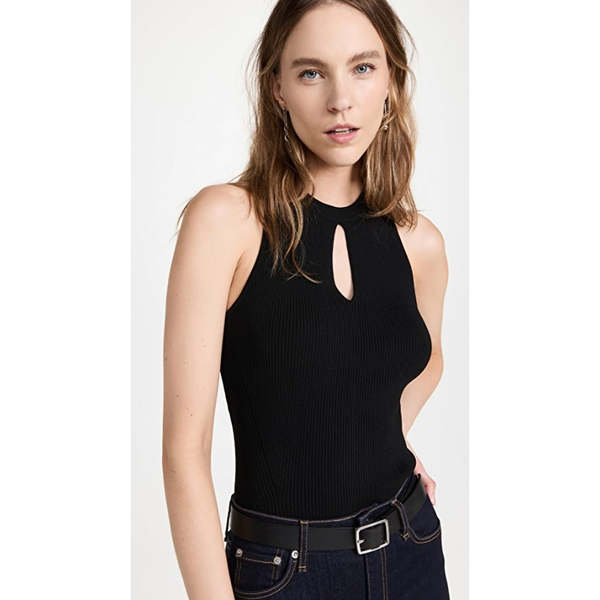 Rag & Bone Women's Asher Keyhole Tank - Black | Garmentory