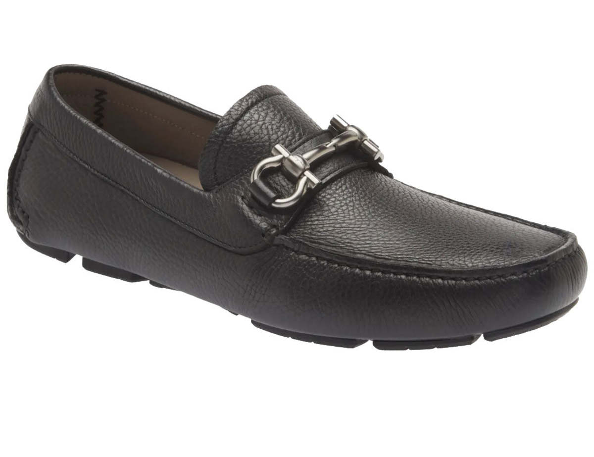 Salvatore Ferragamo Mens Parigi Gancini Leather Drivers Pebbled Loafers ...