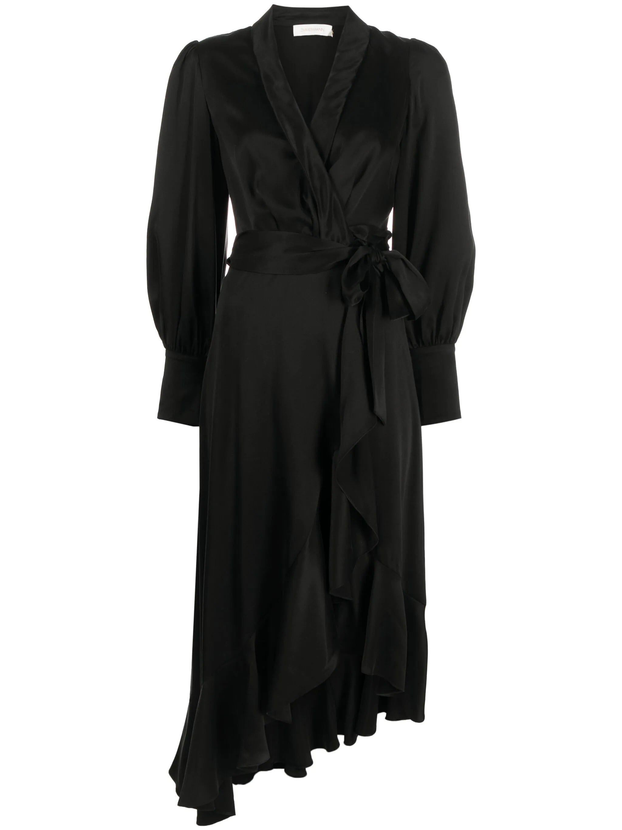 Zimmermann Silk Wrap Midi Dress - Black | Garmentory
