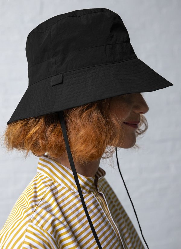 Grei. Parachute Nylon Wide Brim Bucket Hat - Black | Garmentory