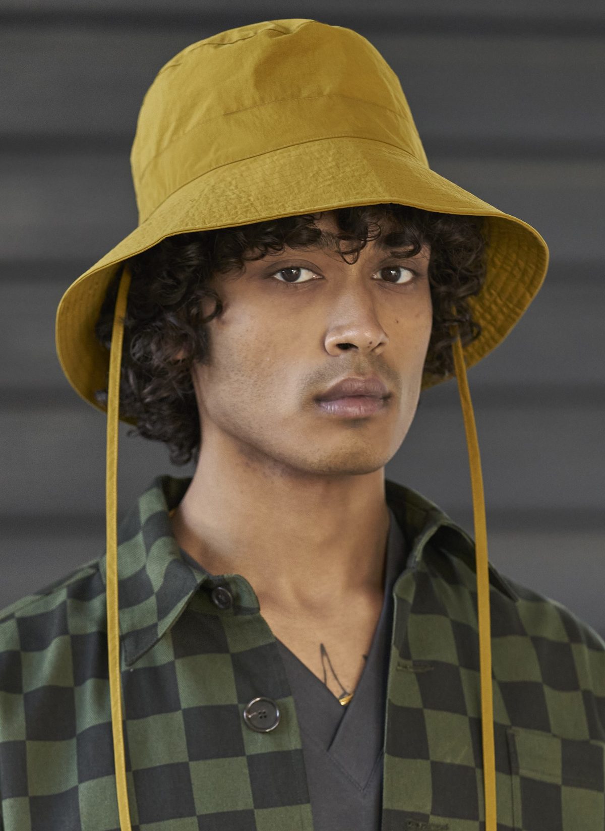 Grei. Parachute Nylon Wide Brim Bucket Hat - Bright Olive | Garmentory