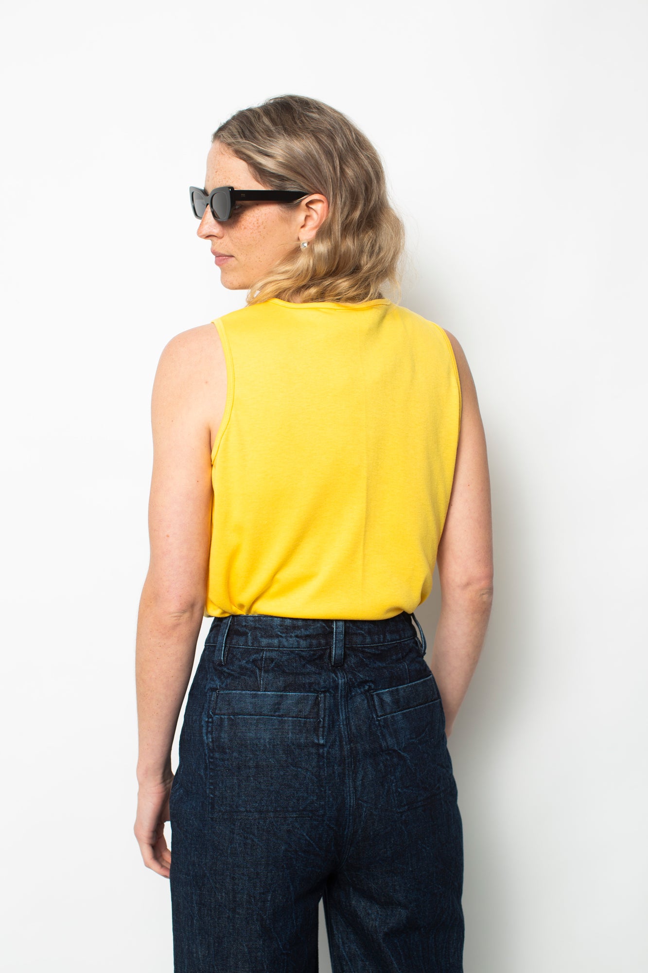 Half Button Tank - Yellow | Garmentory