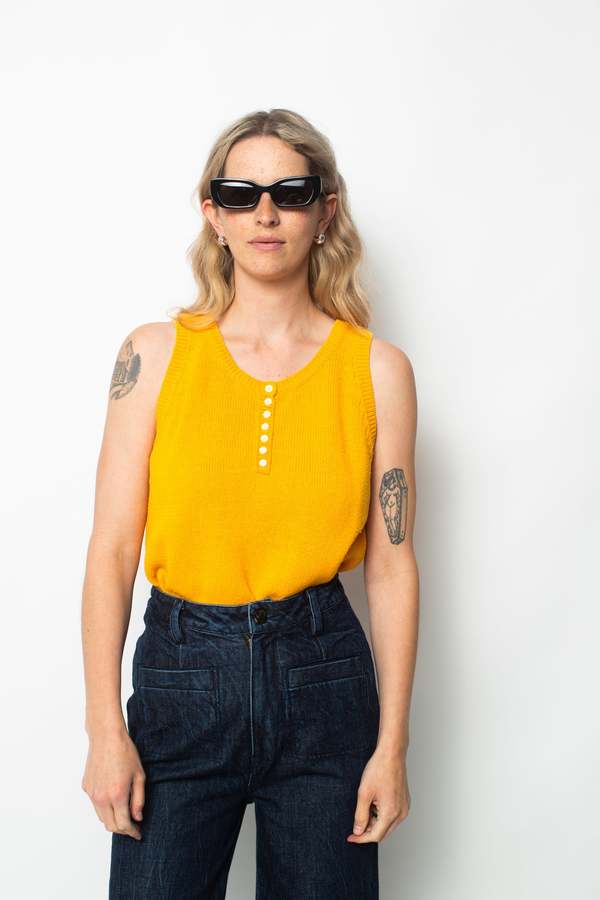Quarter Button Knit Tank | Garmentory