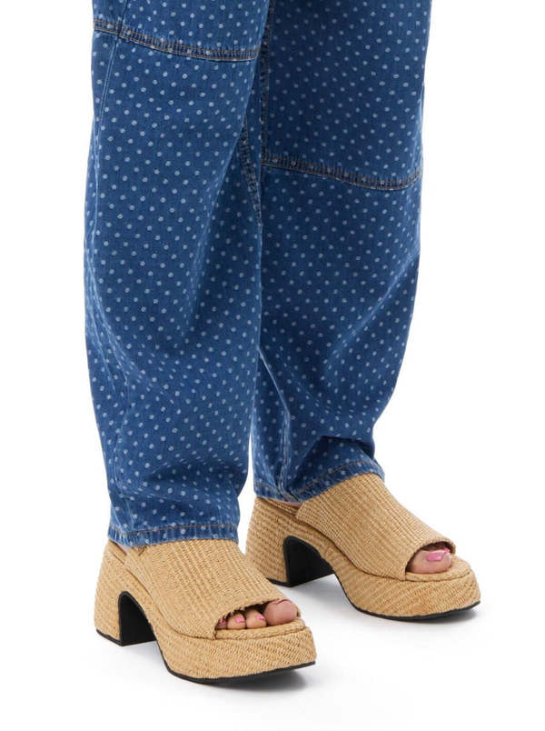 Ganni Butterfly Platform Raffia Sandals - NATURE | Garmentory