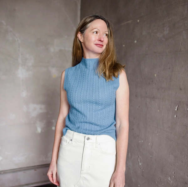 Veronica Beard Letita Cashmere Shell - Skylight | Garmentory