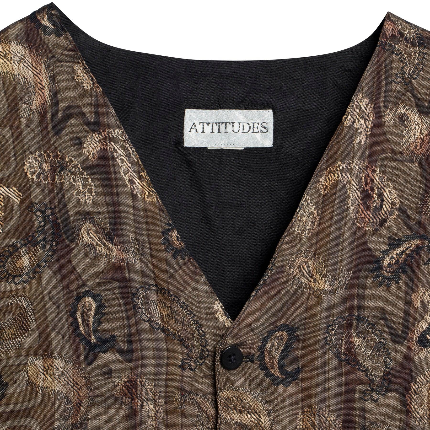 ATTITUDES (Italy) Damask Weave Viscose Blend Paisley Vest Tourmaline ...